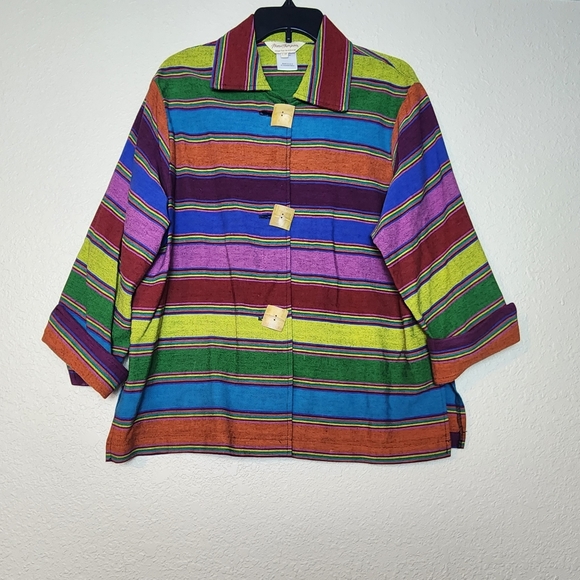 Norm Thompson | Tops | Norm Thompson Vintage Rainbow Striped Shacket ...